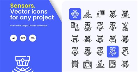Sensors Icons Icons Ft Sensor And Network Envato Elements