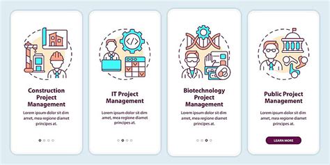 Blue Themed Onboarding Mobile App Screen Featuring Different Project Management Styles Vector