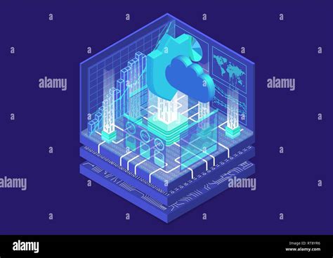 Cloud Computing Security Concept With Symbol Of Floating Cloud And Shield As Isometric D Vector