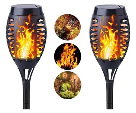 1pack 12led Tiki Flickering Torch Solar Lights Waterproof Outdoor Mini Solar Flame Lights For