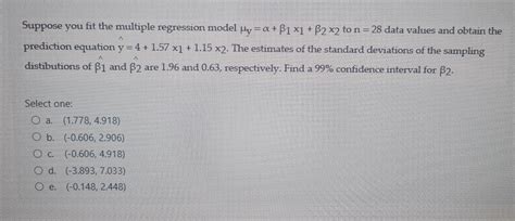 Solved Suppose You Fit The Multiple Regression Model Chegg