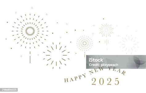불꽃 놀이 새해 복 많이 받으세요 흰색 배경에 골드 윤곽선 수평 디자인을 위한 편집 가능한 벡터 일러스트레이션 0명에 대한 스톡 벡터 아트 및 기타 이미지 Istock