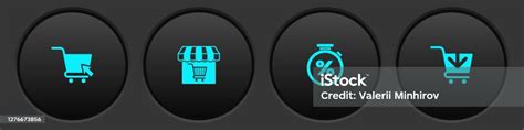 커서 마켓 스토어 쇼핑 스톱워치 및 퍼센트 및 추가 아이콘으로 쇼핑 카트를 설정합니다 벡터 건물 정면에 대한 스톡 벡터 아트 및 기타 이미지 Istock