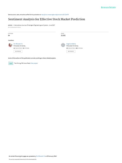 Sentiment Analysis For Effective Stock Market Pred Pdf Moving Average Forecasting
