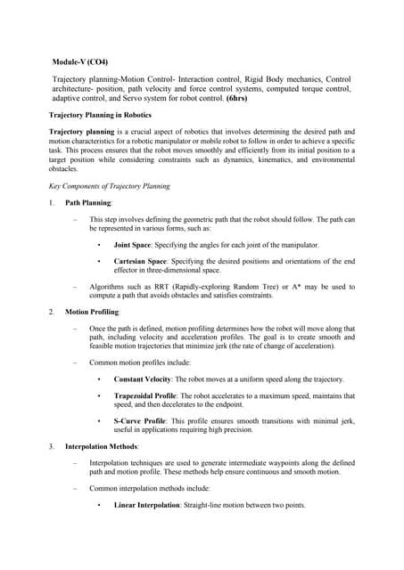 Btech 5th Semester Industrial Robotics Notes Module Ii Pdf