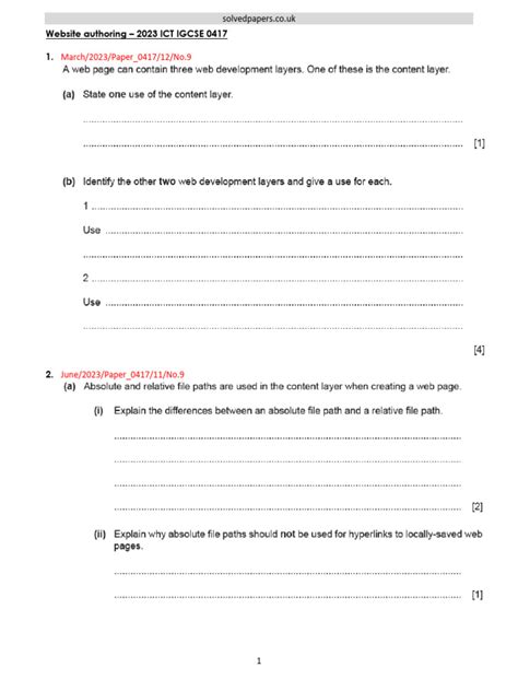 2023 Website Authoring Igcse Ict 0417 Pdf
