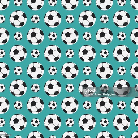 축구 패턴 흰색과 검은 색 축구 공이있는 매끄러운 녹색 배경 스포츠 디자인을위한 벡터 플랫 반복 일러스트레이션 섬유 Championship에 대한 스톡 벡터 아트 및 기타