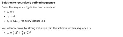 solved solution to recursively defined sequence given the