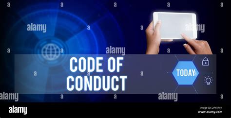 hand writing sign code of conduct conceptual photo ethics rules moral
