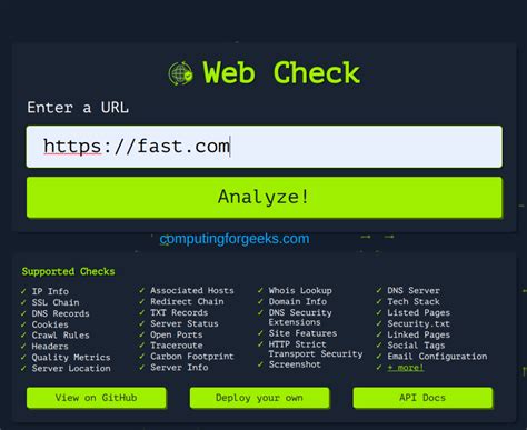 Web Check The Free Tool To Anylize Websites Computingforgeeks