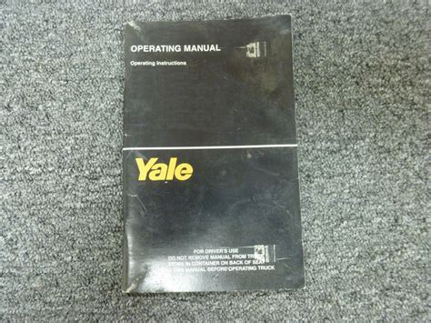 Yale Glc060 Forklift Owner Operator Maintanance Manual