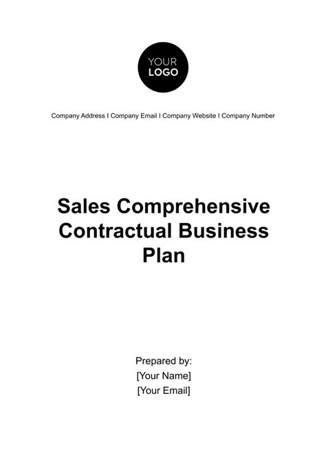 Free Sales Comprehensive Contractual Business Plan Template To Edit Online