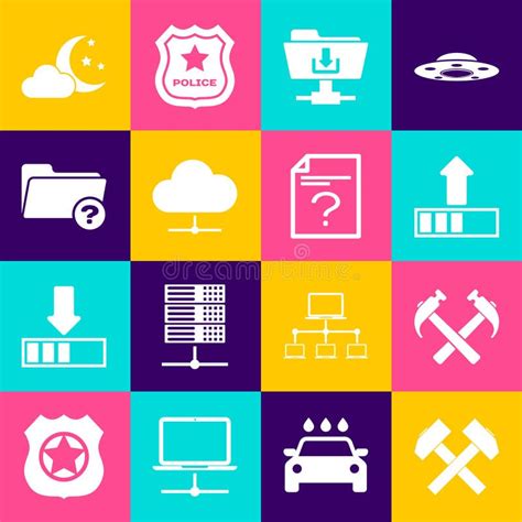 Set Two Crossed Hammers Loading Ftp Folder Download Network Cloud
