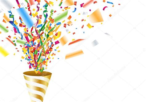Exploding Party Popper With Confetti And Streamer — Stock Vector