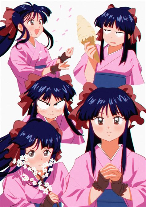Shinguuji Sakura Sakura Taisen Sega Highres 1girl Annoyed Blue Hair Blush Bow Brown
