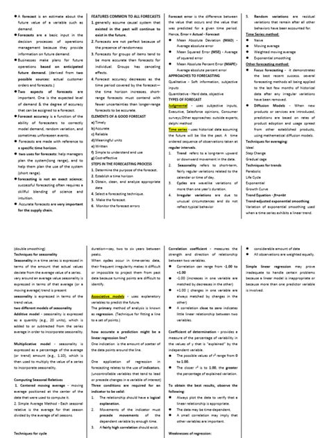 Operation Management Forecast Pdf Forecasting Linear Regression