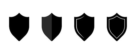 방패 아이콘 세트입니다 보안 방패 로고 배지 품질 기호 기호 로고 또는 엠블럼 격리된 방패 아이콘 벡터 템플릿의 컬렉션입니다 흑백 방패 실루엣 벡터 그림 0명에 대한 스톡