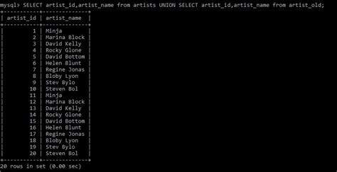 MySQL UNION CSVeda