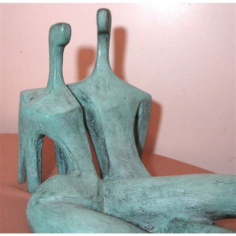 1990s Large Modern Itzik Benshalom Figural Nude Couple Marble Patinated