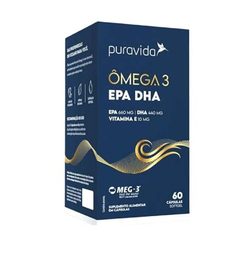 Ômega 3 Epa Dha Puravida 60 Cápsulas Ômega 3 Óleo De Peixe
