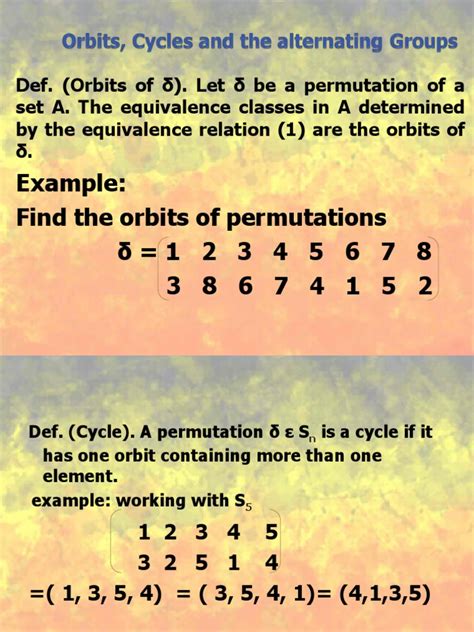 Orbits Cycles And Alternating Groups Pdf Permutation Functions