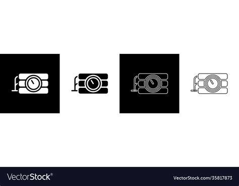 Set detonate dynamite bomb stick and timer clock Vector Image