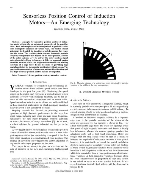 Pdf Sensorless Position Control Of Induction Motors An Emerging