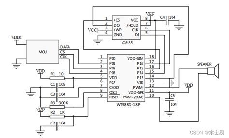 Wt588d 语音芯片及模块应用电路