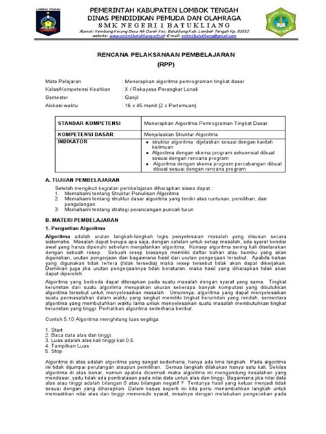 Rpp Algoritma Dasar Pdf