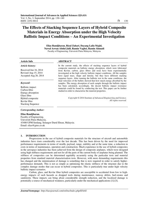 Pdf The Effects Of Stacking Sequence Layers Of Hybrid Composite Materials In Energy Absorption