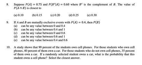 Solved Suppose P A And P BcA Where Bc Is The Chegg
