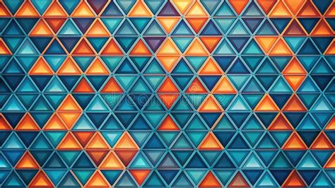 Abstract Geometric Pattern Of Interlocking Triangles In Vibrant Teal And Orange Hues Generative