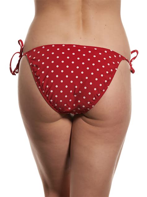 popina string bikini bottom red white dot