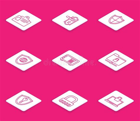 Folder Lock Protection And Security Vector Icons Set Cyber Computer Network Business Data