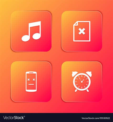 Set Music Note Tone Delete File Document Dead Vector Image