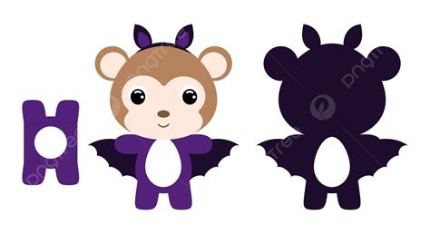 Halloween Monkey Egg Holder Template With Cute Bat Costume Vector