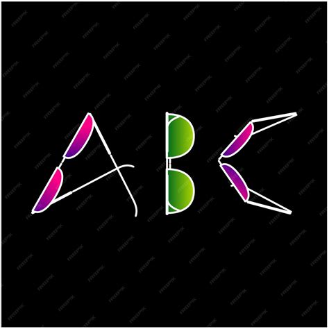 Premium Vector Abcd Letters Made With Colorful Goggles Abc Spectacles