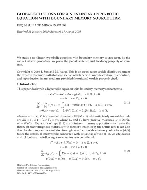 Global Solutions For A Nonlinear Hyperbolic