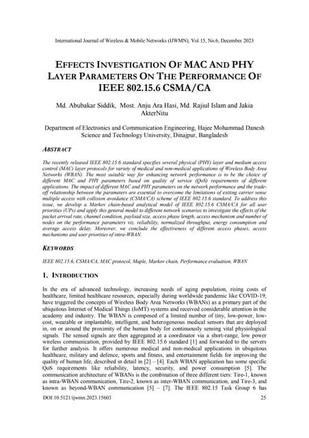 effects investigation of mac and phy layer parameters on the