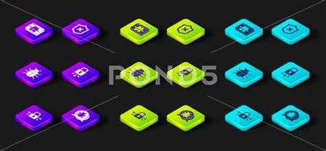 Set Cyber Security System Bug Shield With Cross Mark And Browser Incognito Graphic