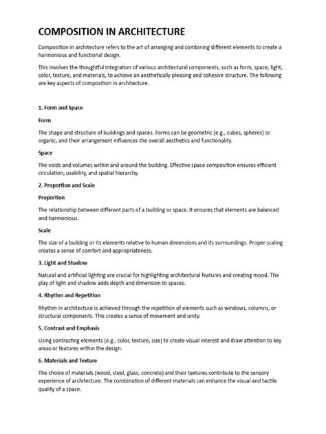 Composition In Architecture Pdf Composition Visual Arts