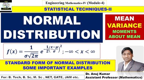 Normal Distribution Mean And Variance Of Normal Distribution Standard Normal Distribution