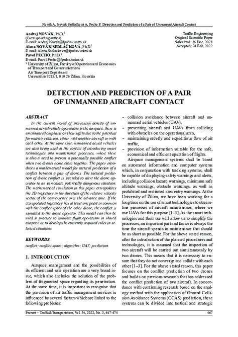 Pdf Detection And Prediction Of A Pair Of Unmanned Aircraft Contact