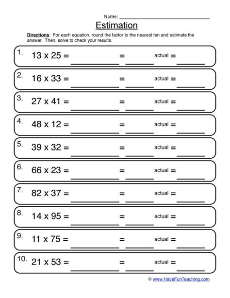 Multiplication Estimation Worksheet Have Fun Teaching