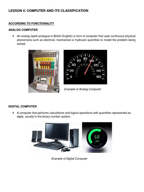 lesson 4 computer and its classifications pdf mainframe computer