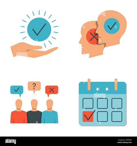 Public Opinion And Voting Flat Icon Set Agreement And Disagreement Public Survey Elections