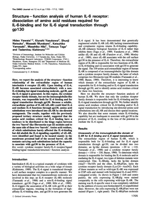Pdf Structure Function Analysis Of Human Il 6 Receptor