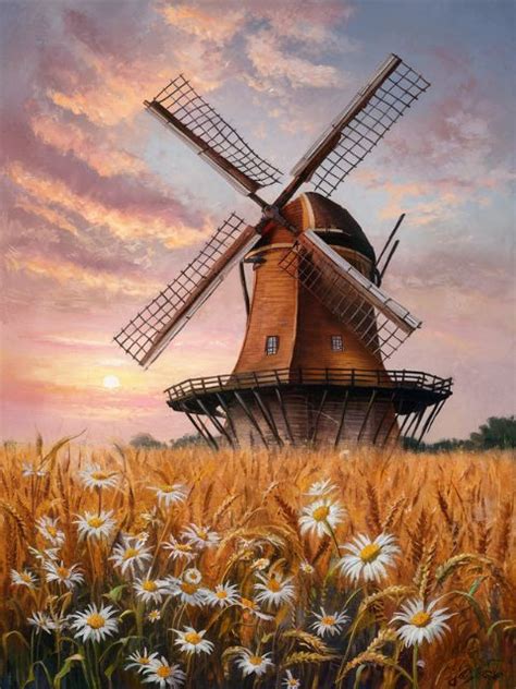 Windmill In Field Paint By Numbers Kit 60x75cm 24x29 5in Rolled Canvas No Frame None
