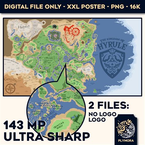 Zelda Botw Map Poster 143 Mp Ready 2 Print Breath Of The Wild Etsy