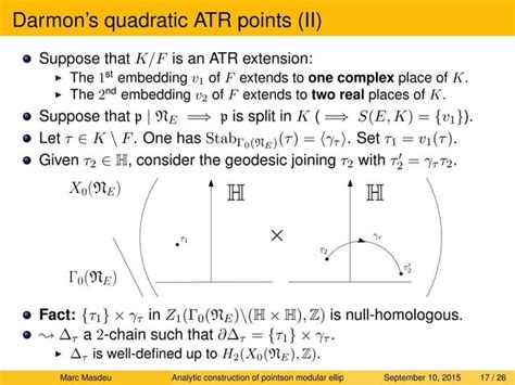 Analytic Construction Of Points On Modular Elliptic Curves Ppt